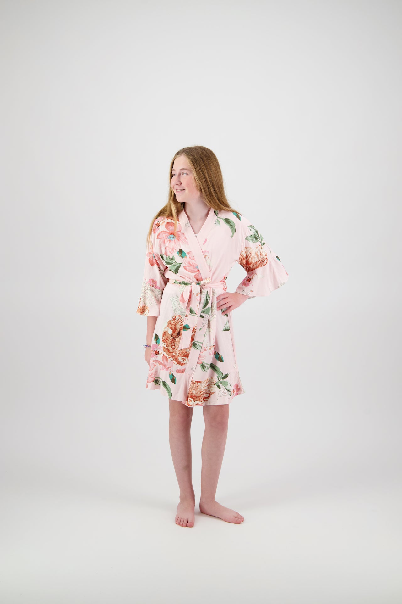 Amelia Floral Cotton Flower Girl Robe - Blush – The Sleepover