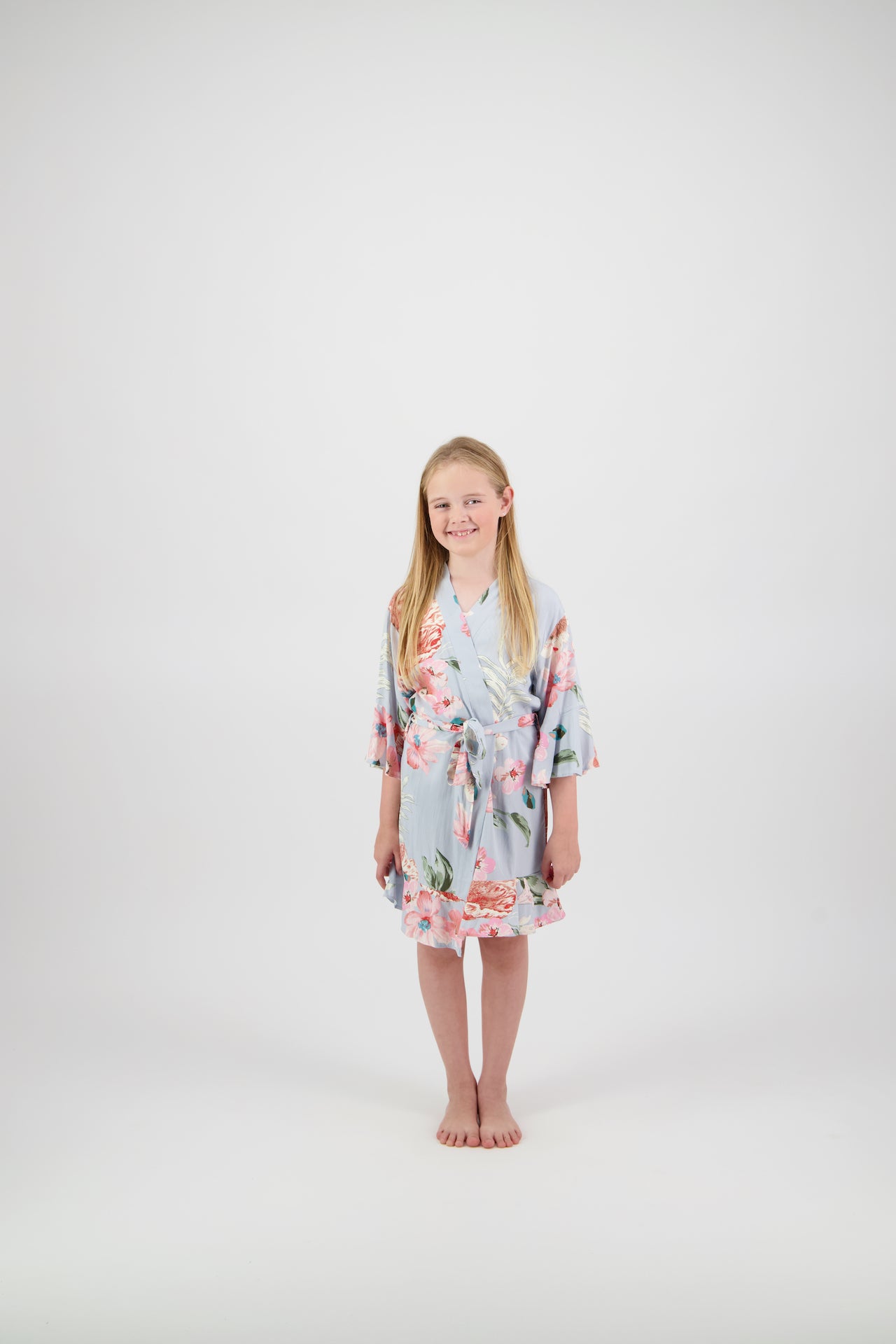Amelia Floral Cotton Flower Girl Robe - Baby Blue – The Sleepover