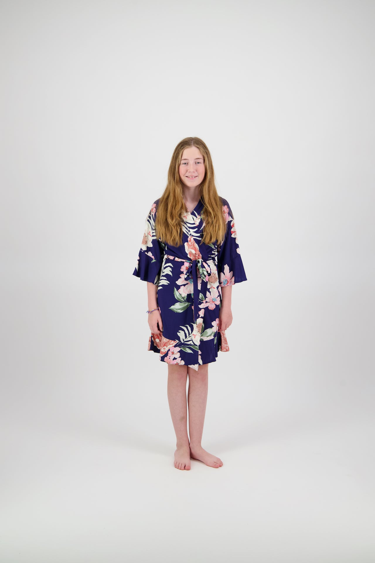 Amelia Floral Cotton Flower Girl Robe - Navy – The Sleepover