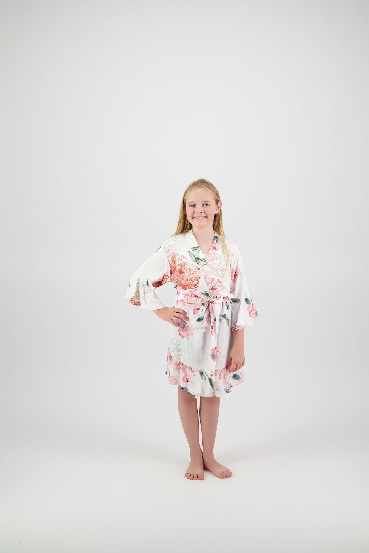 Amelia Floral Cotton Flower Girl Robe - White – The Sleepover
